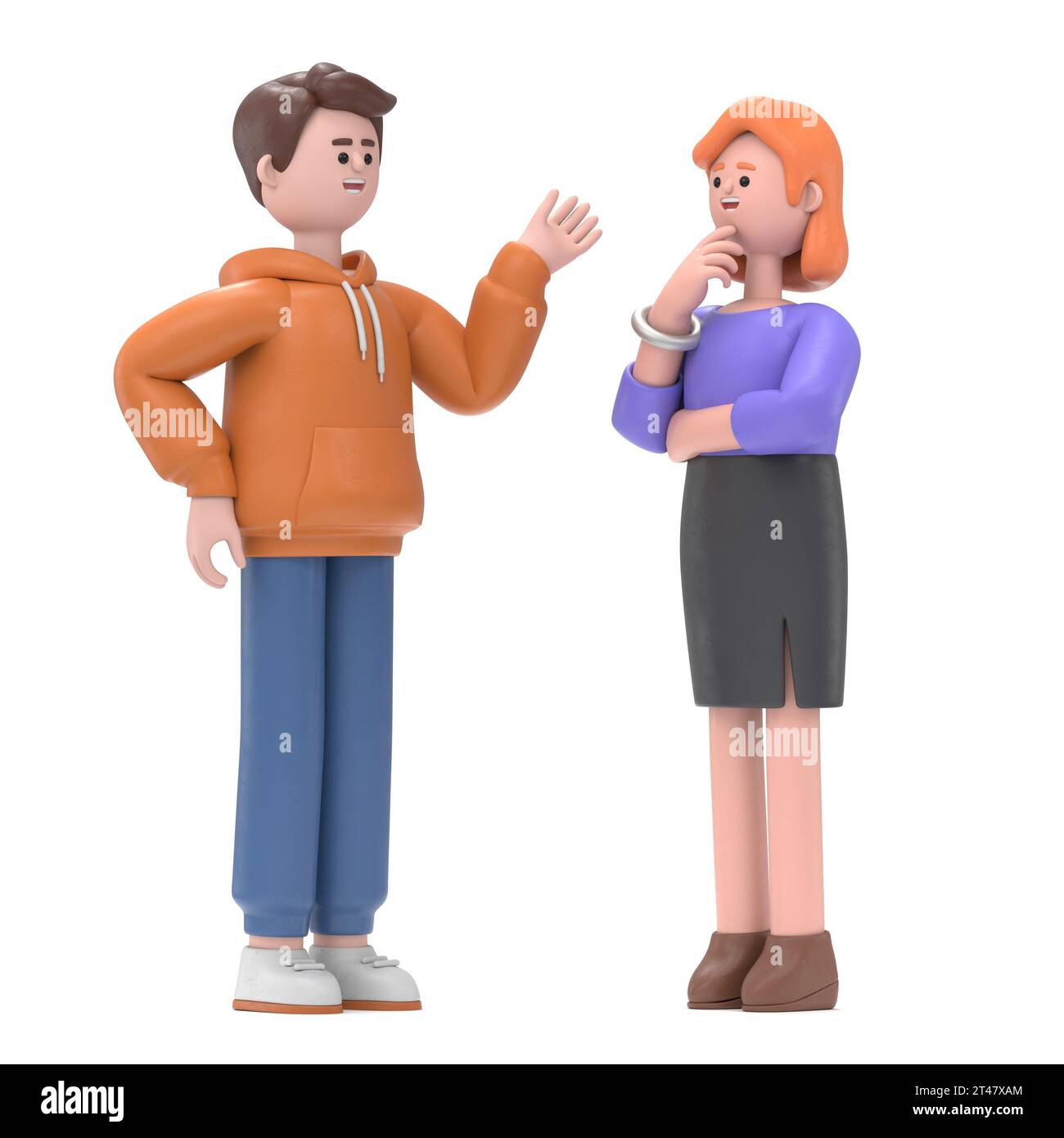 3D illustration of people talking and discussing. communication and ...