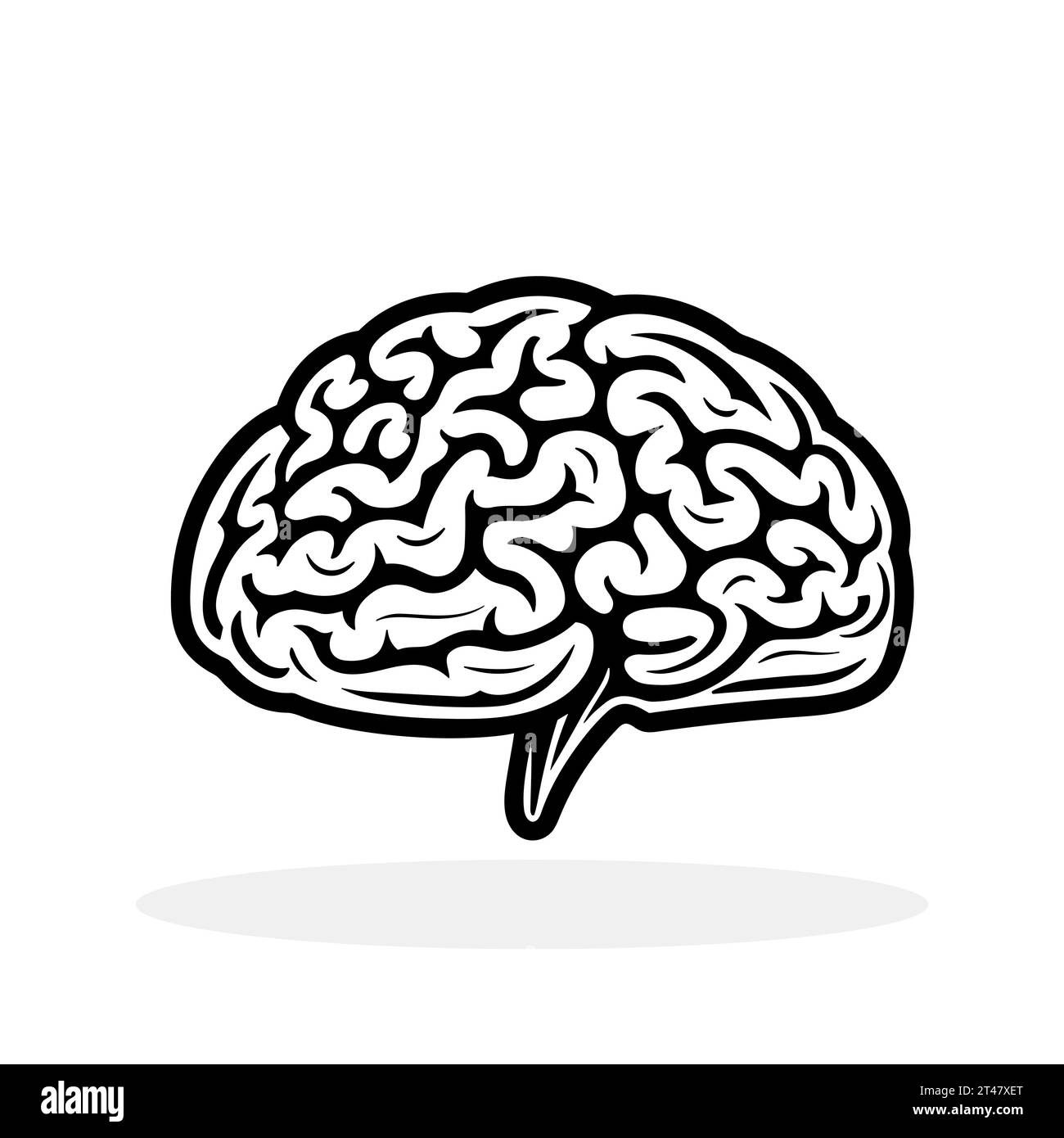 Brain logo icon. Black silhouette of mind symbol. Vector illustration ...