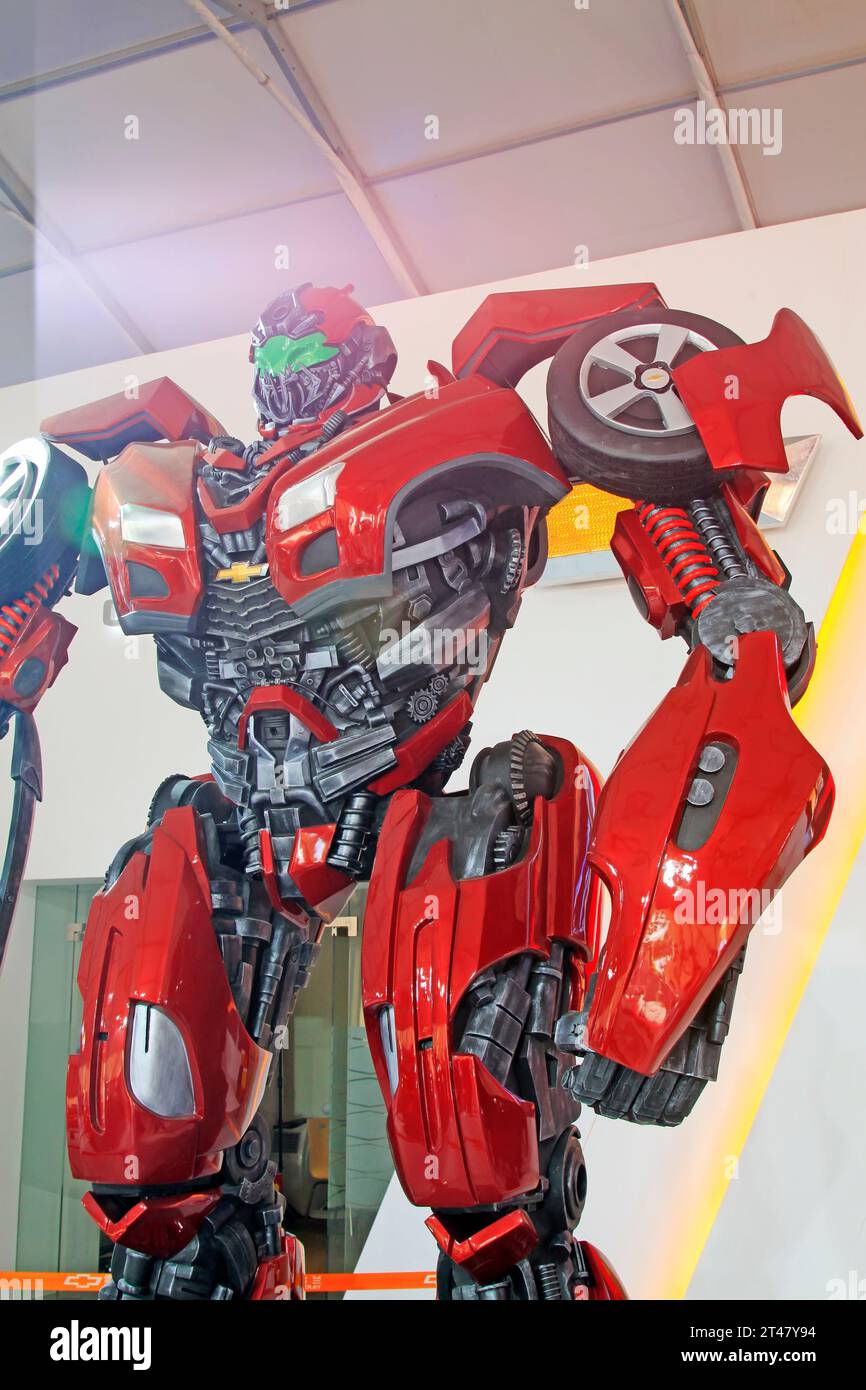 Red transformers in a park, closeup of photo Stock Photo - Alamy