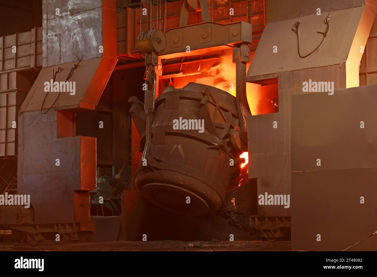 steelmaking machinery in the steel mills, closeup of photo Stock Photo ...