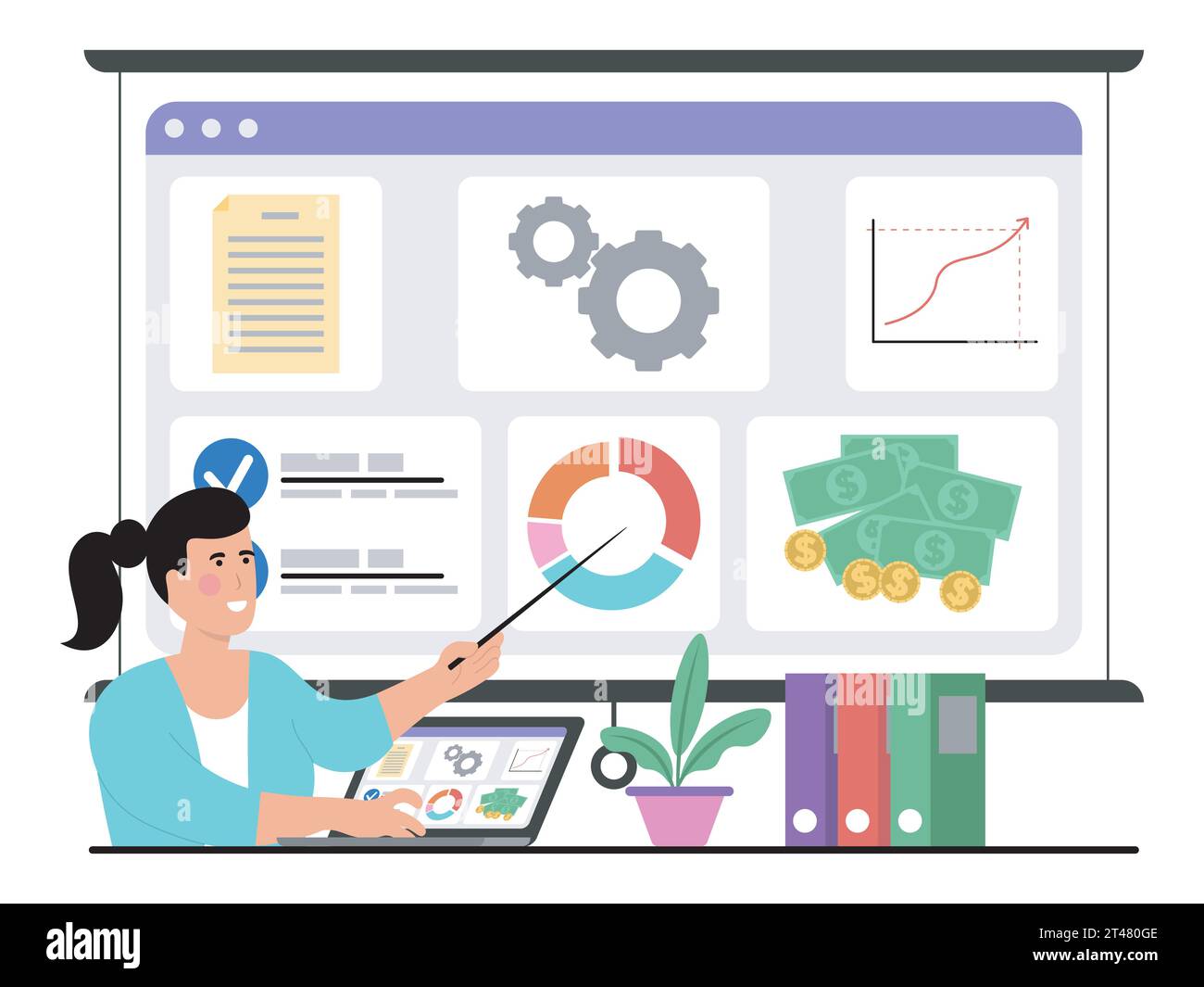 vector illustration of digital business training coach Stock Vector ...
