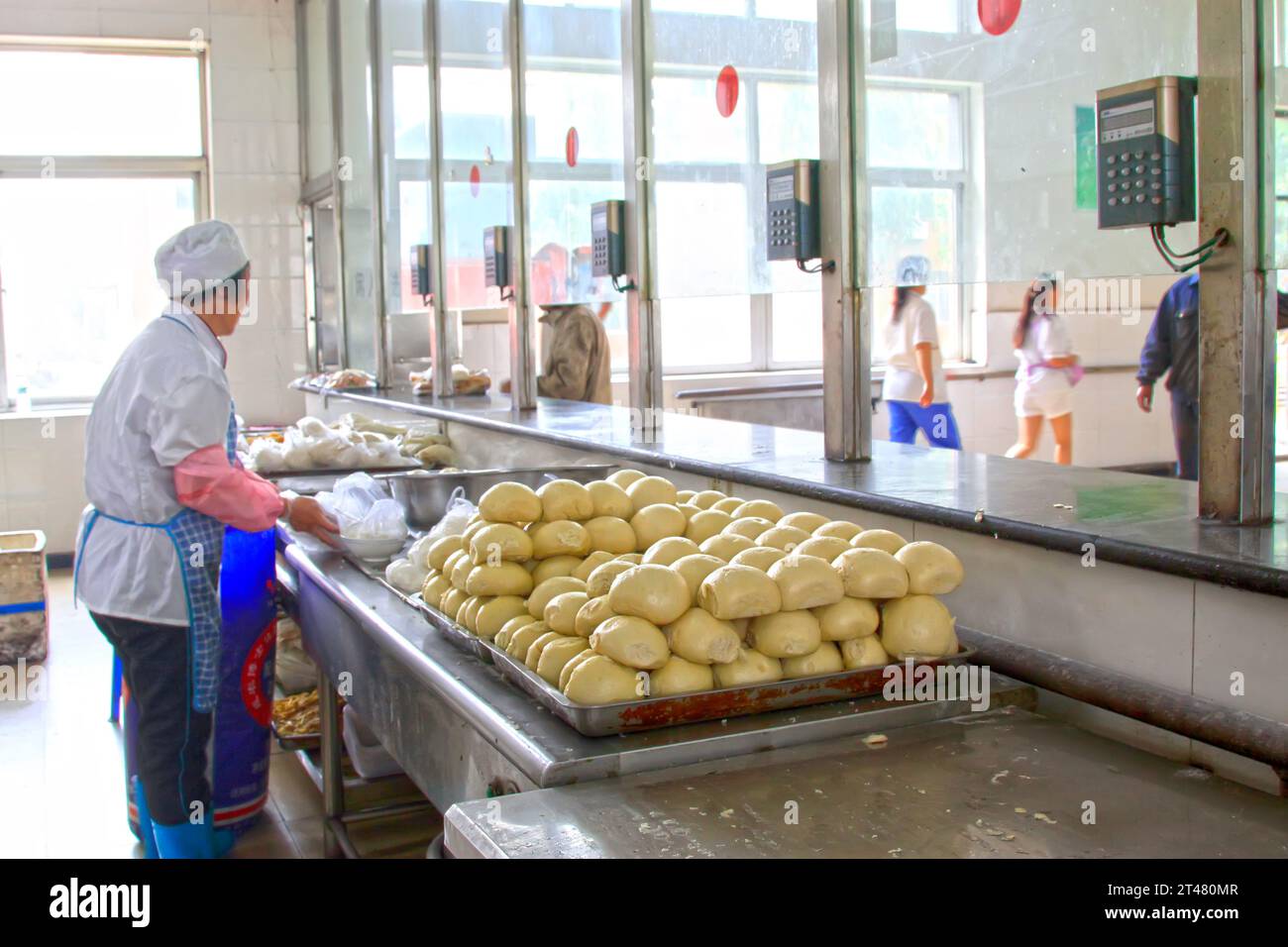 TANGSHAN - JUNE 18: kitchener ready food in a staff canteen, in a iron ...