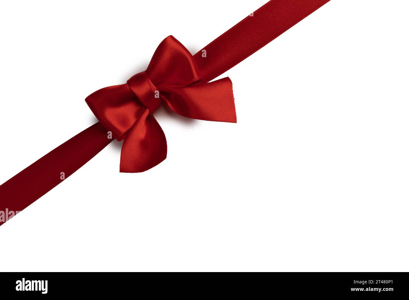 Elegant satin red ribbon bow isolated on white background Stock Photo ...