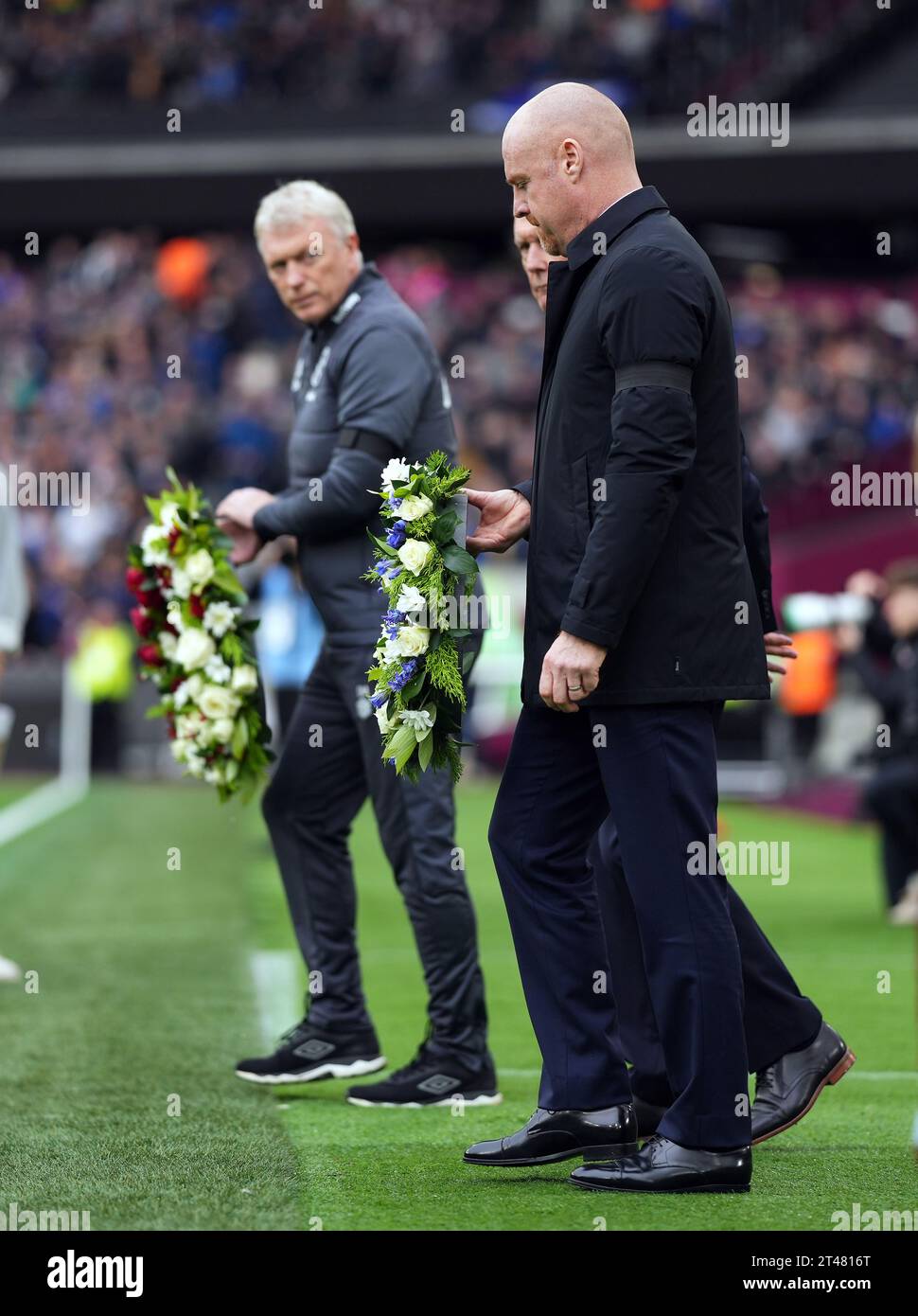 Everton manager Sean Dyche, Geoff Hurst and West Ham United manager ...