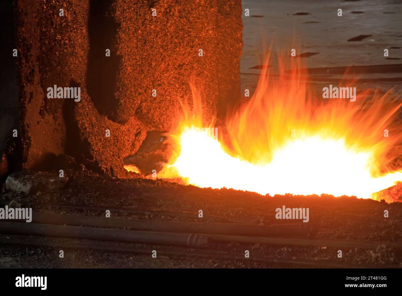 iron works blast furnace flame, closeup of photo Stock Photo - Alamy