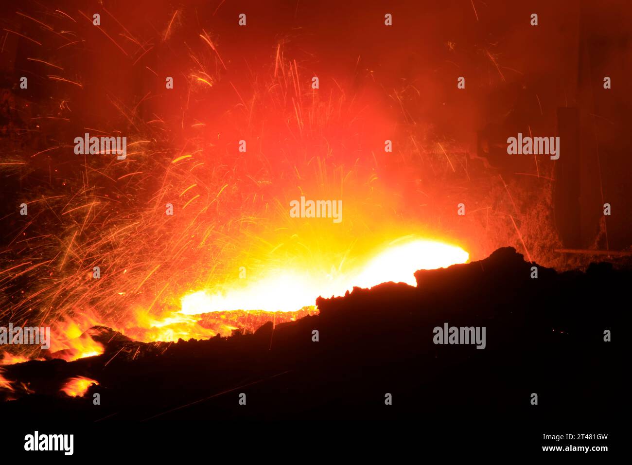 iron works blast furnace flame, closeup of photo Stock Photo - Alamy