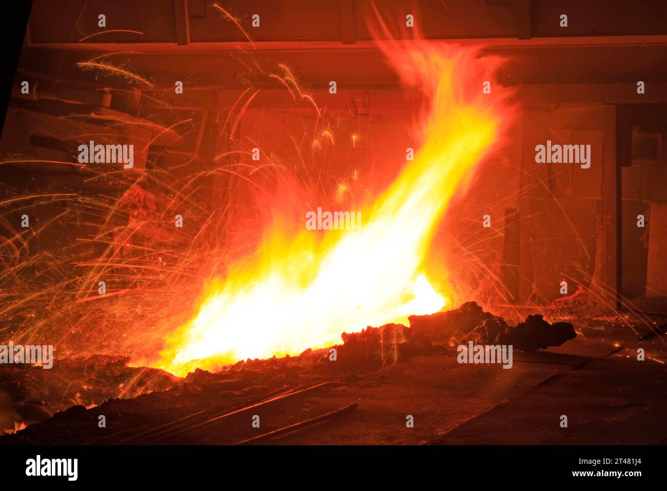iron works blast furnace flame, closeup of photo Stock Photo - Alamy