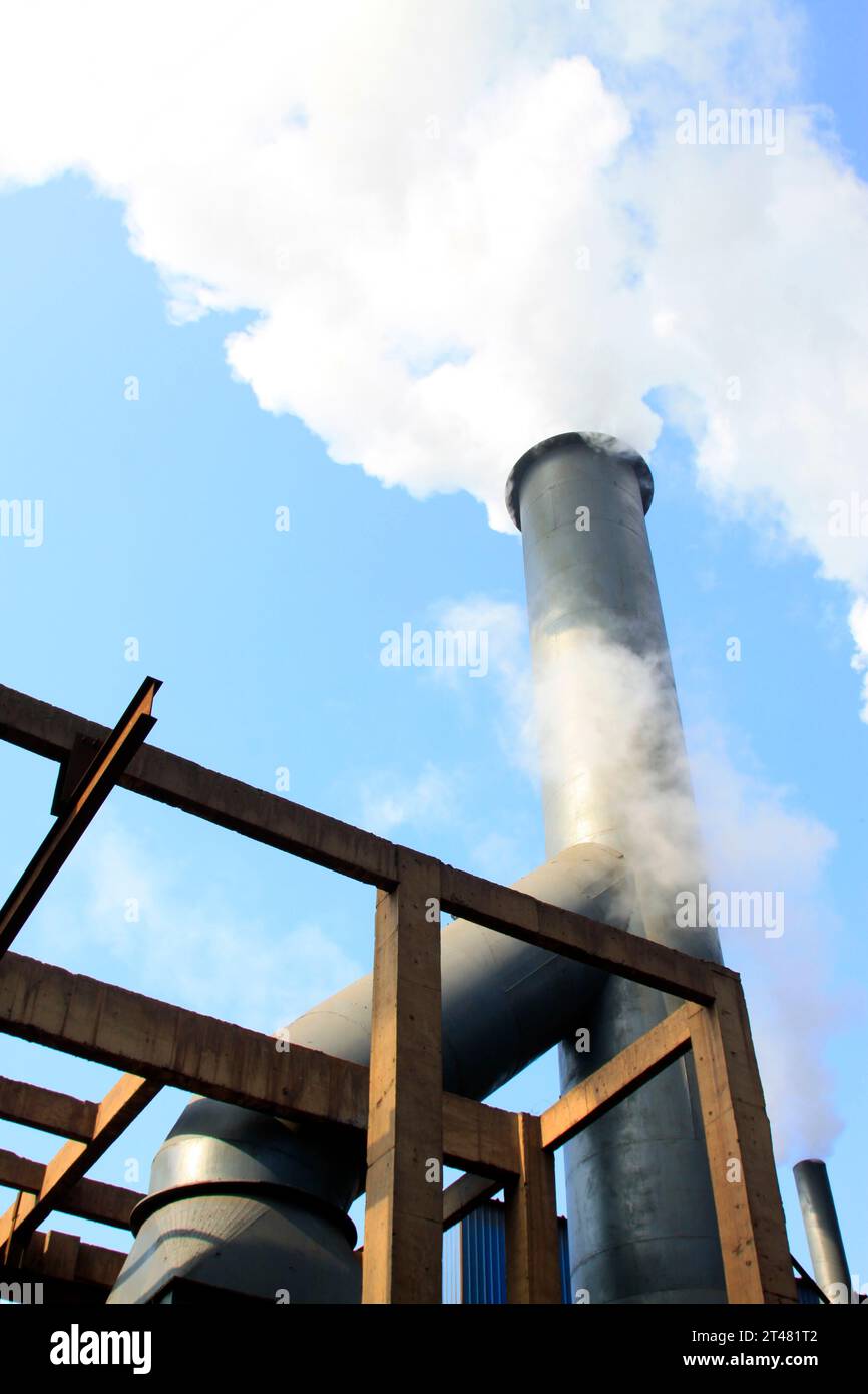 metallic chimney in the factory, closeup of photo Stock Photo - Alamy