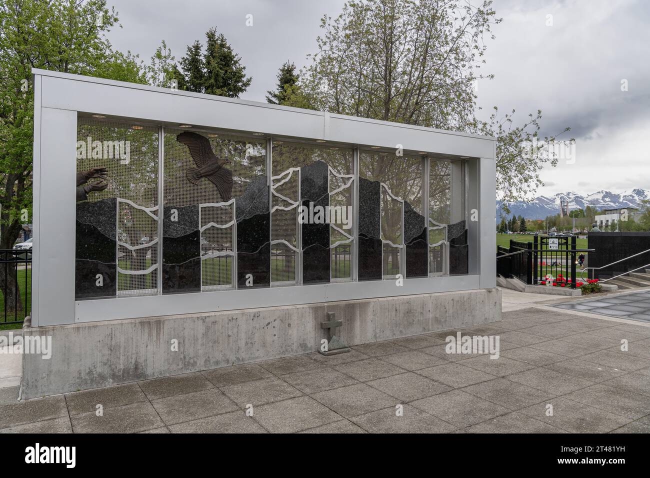 Alaska War Memorial in Delaney Park, Anchorage, Alaska, USA Stock Photo ...