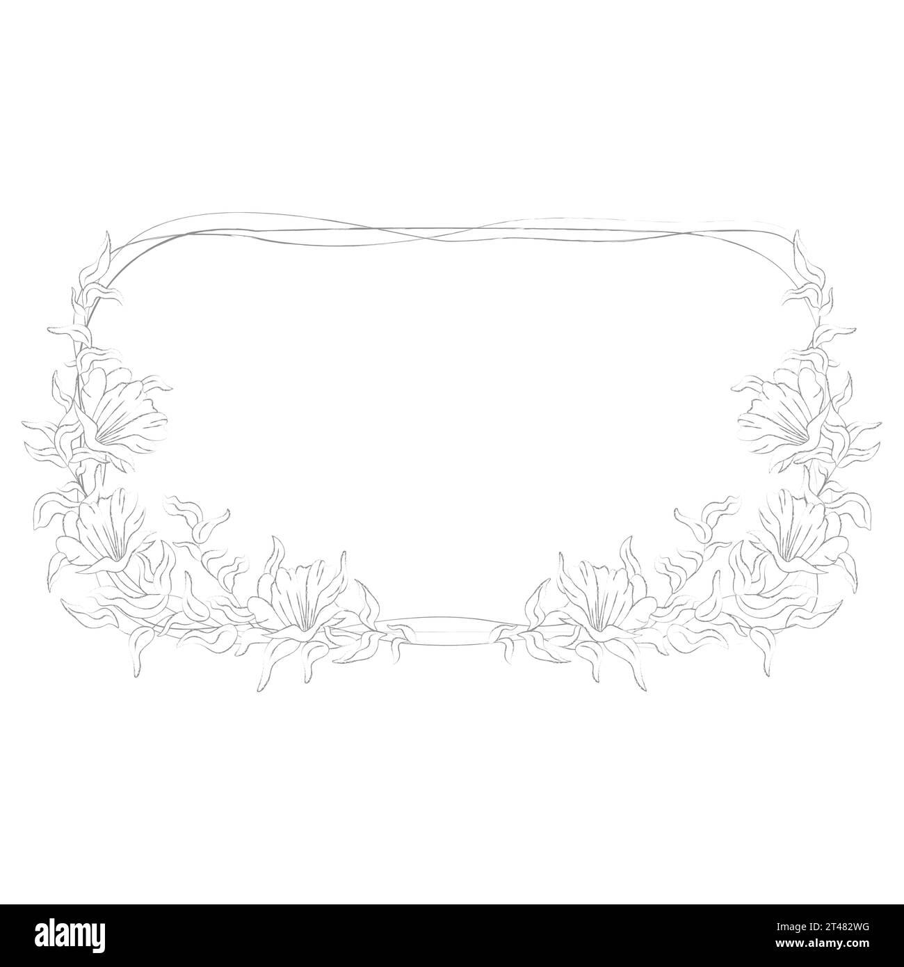 horizontal rectangular frame with leaves and line flowers Stock Vector ...
