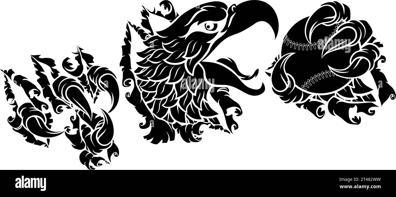 Bald Eagle Hawk Ripping Claw Baseball Ball Mascot Stock Vector Image ...
