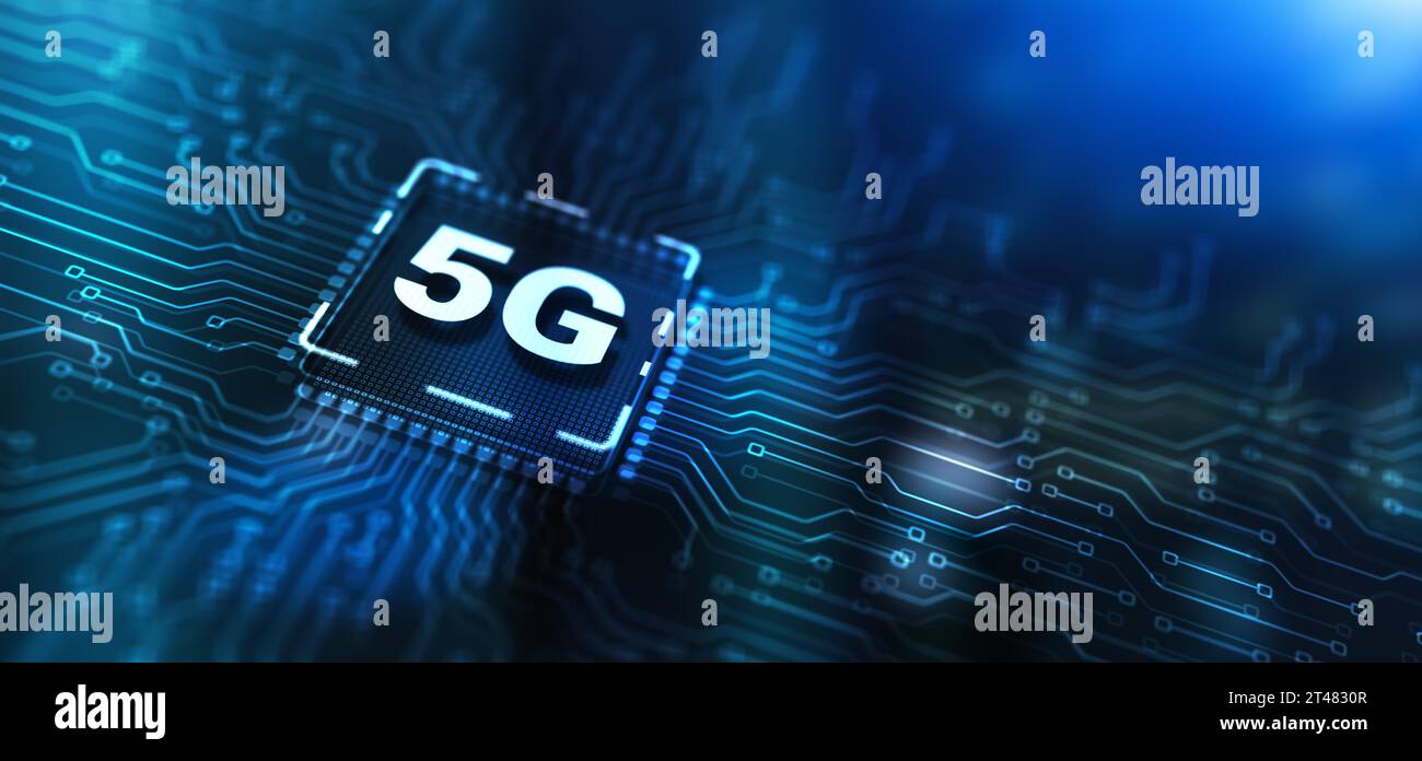 Digital 5G and Internet Telecommunication concept on circuit board ...