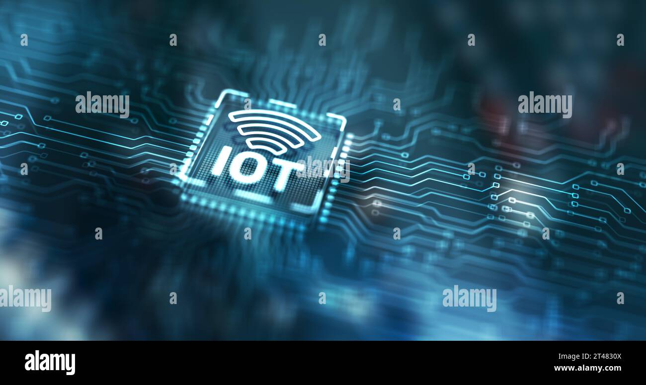 Internet of Things IOT concept. Electric circuits graphic background ...