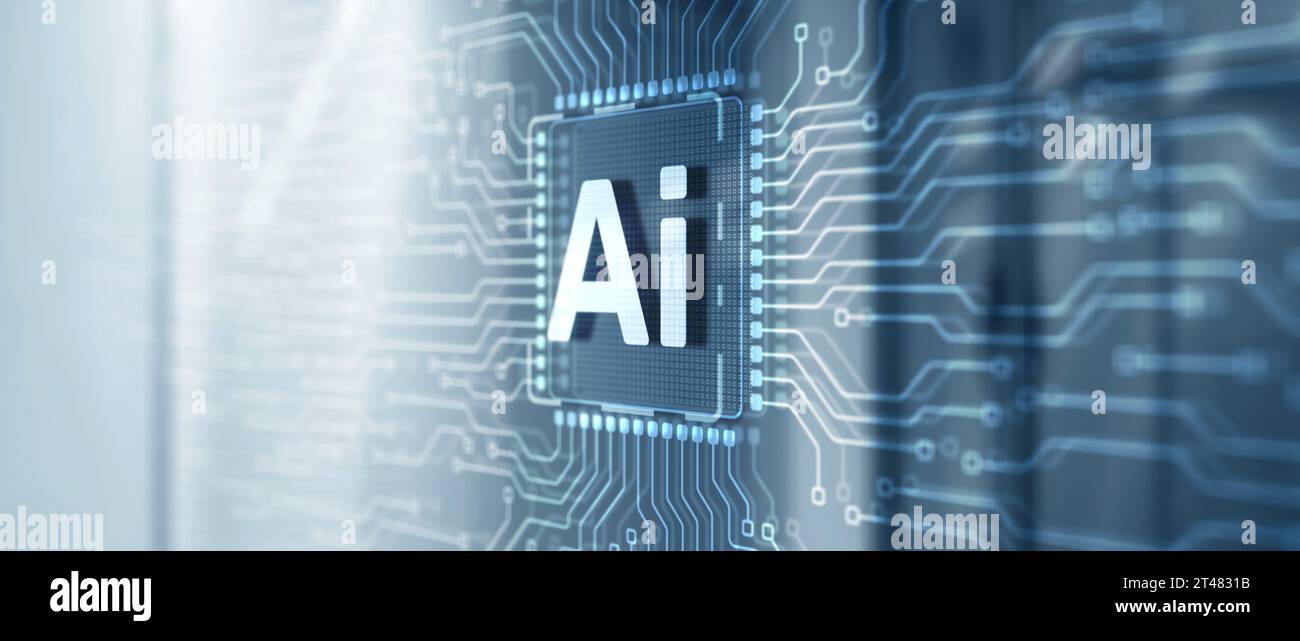 Artificial intelligence chip. Ai chipset on circuit board. Data center ...