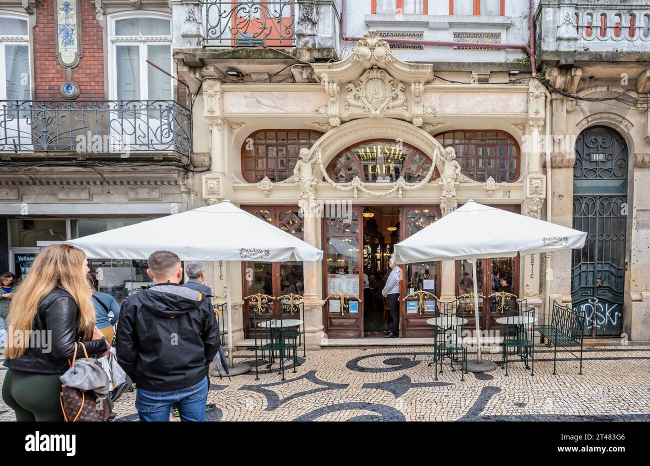 Entrance to the famous Art Nouveau Majestic Cafe in Porto, Portugal on ...