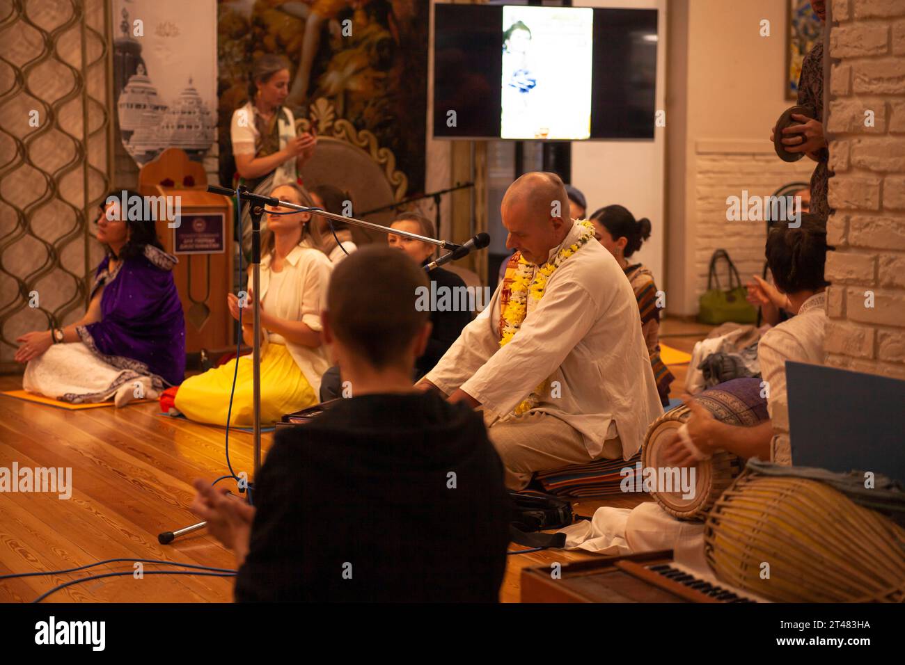 Moscow, Russia, September 7, 2023: Hare Krishna group chants in ISKCON ...