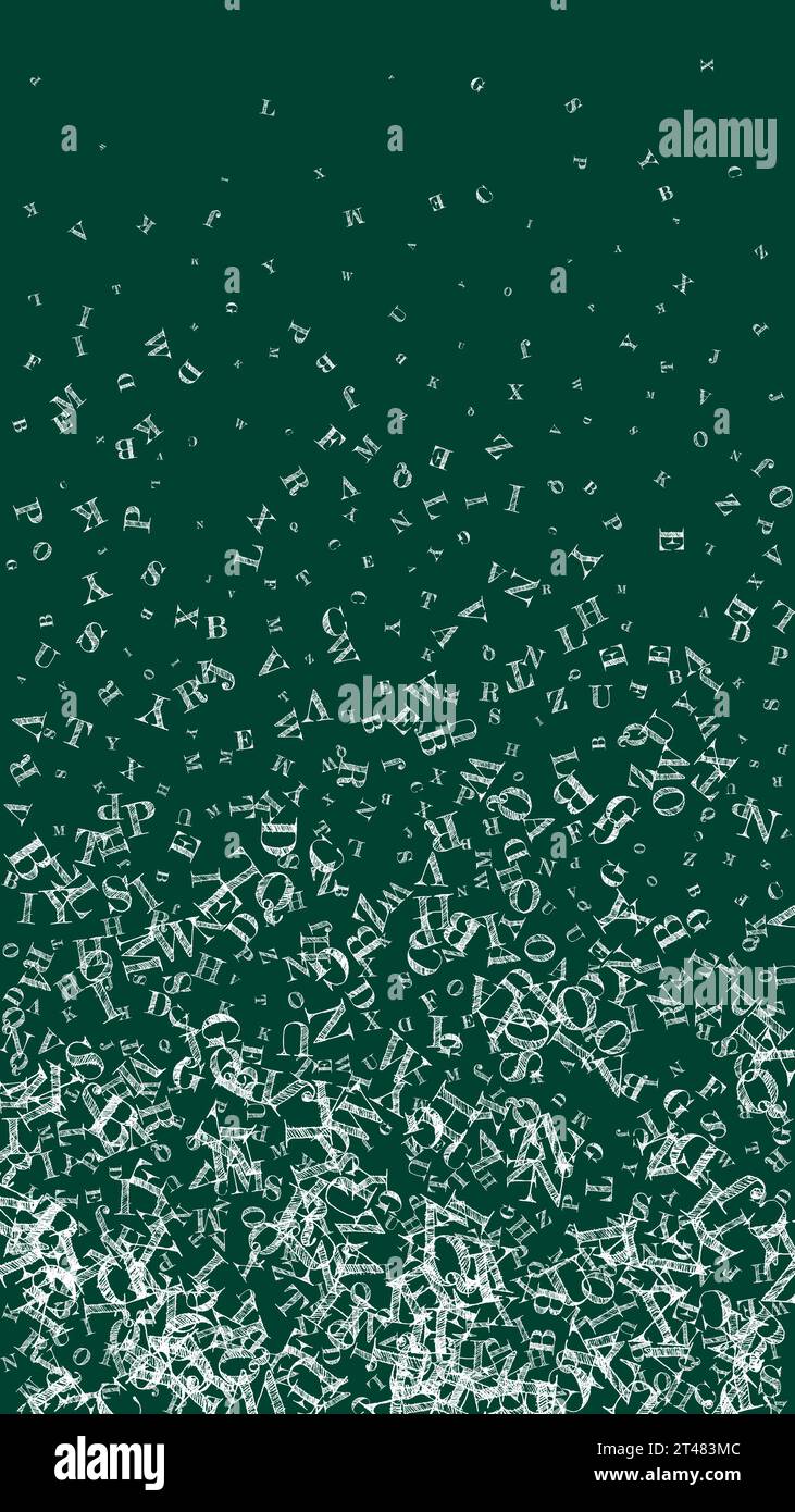 Concept of school background. White chalk falling letters of English ...