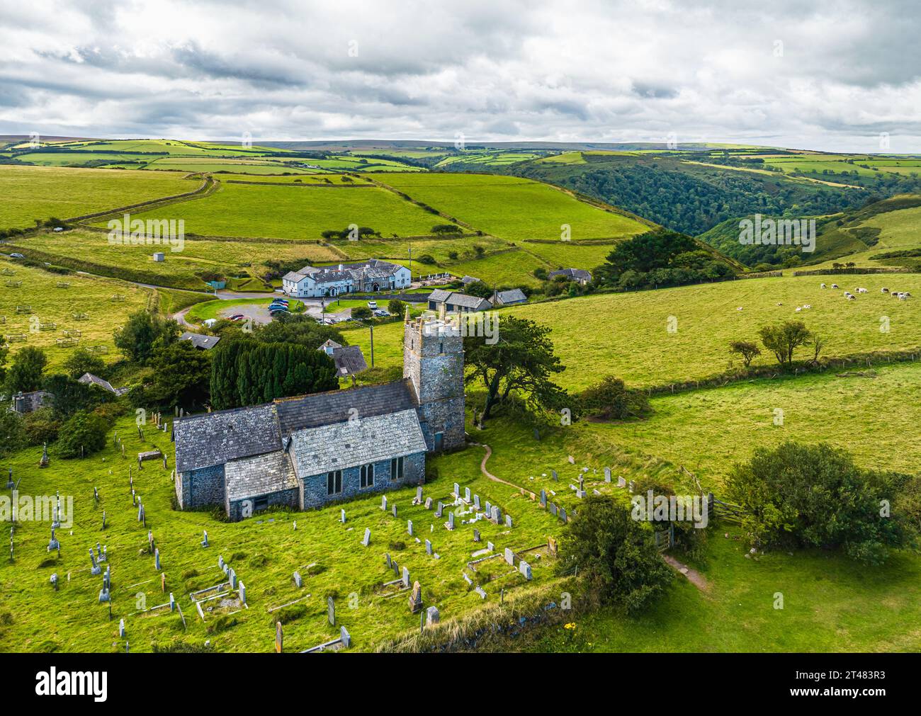 The Parish of Saint John the Evangelist Countisbury from a drone ...