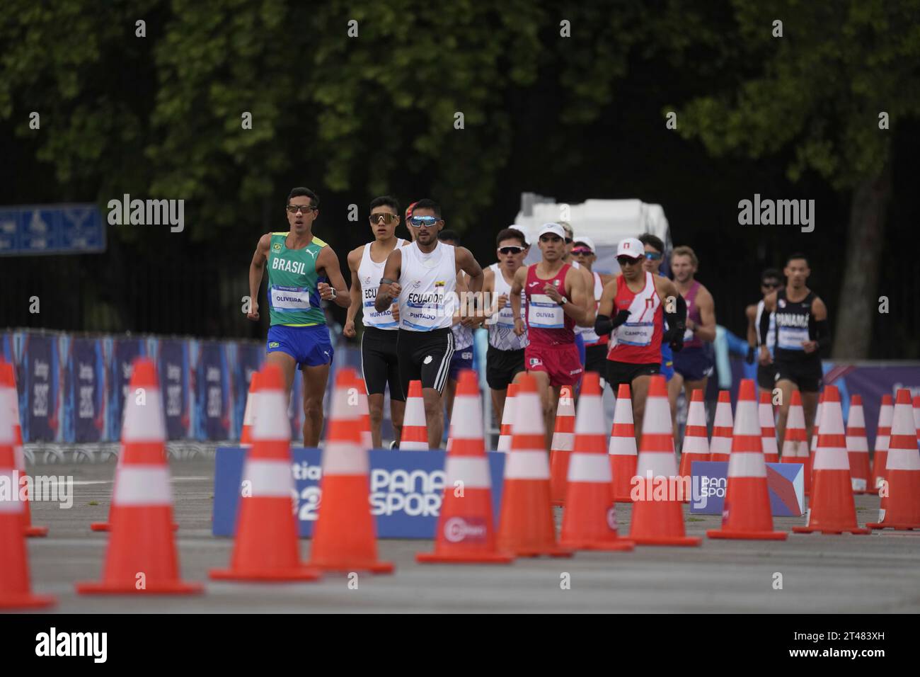 Brazil's Caio Bonfim, right, and Ecuador's Bryan Pintado lead the pack ...