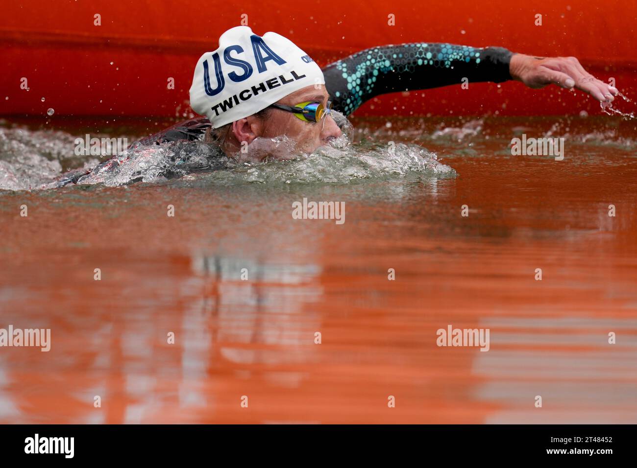 Ashley Twichell of the United States competes in the women's open water ...