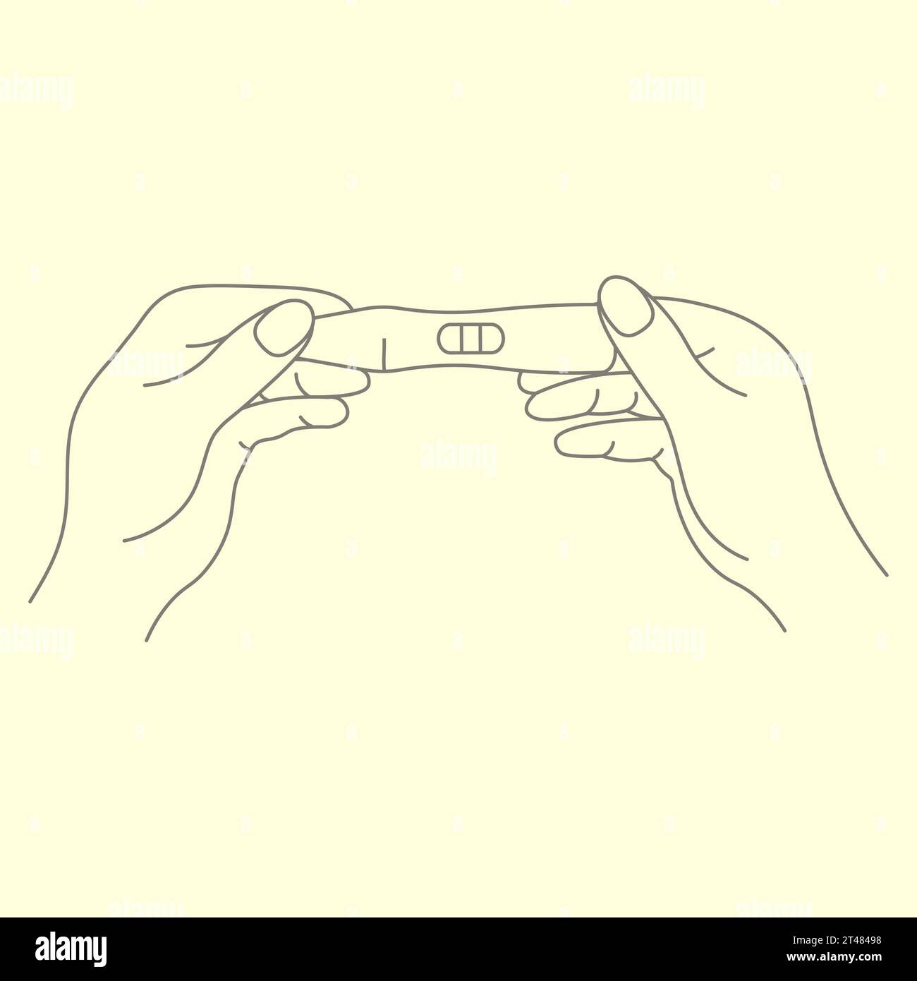 two hands holding a positive pregnancy test line vector Stock Vector ...