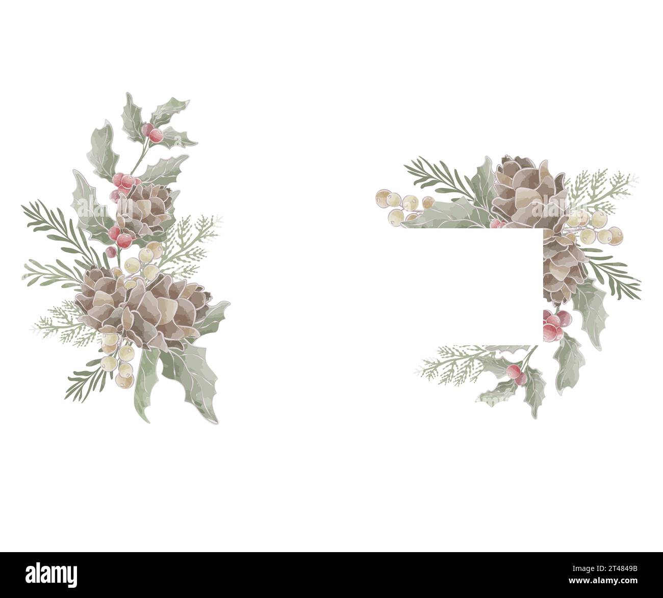 narrow horizontal banner with fir branches and cones christmas banner ...