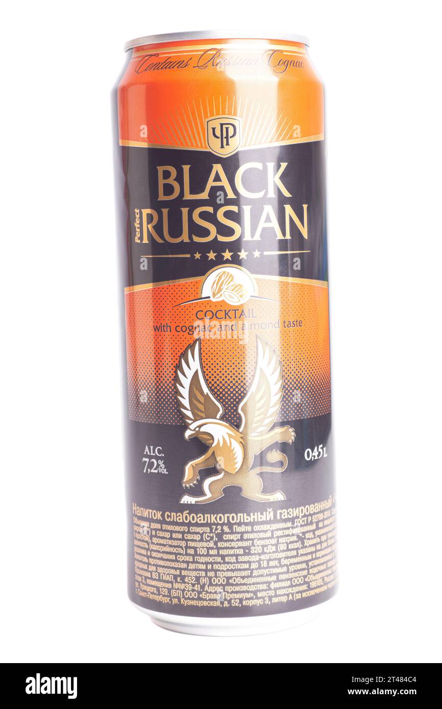 Moscow, Russia, October 10 2023:Low-alcohol Black Russian cocktail with ...