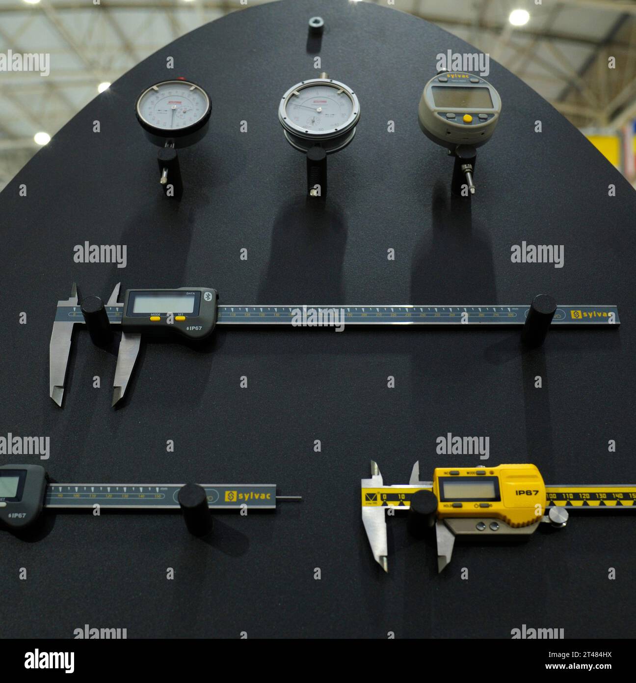 Calipers and indicators placed on the work table, , made by Sylvac ...