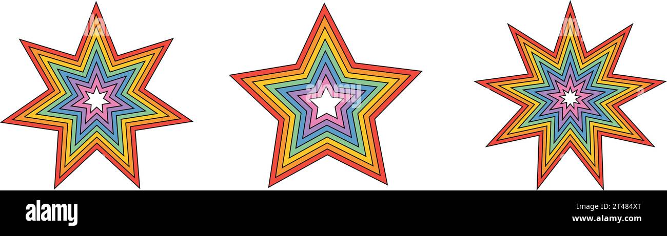 Set of rainbow star vectors outline stroke Stock Vector Image & Art - Alamy