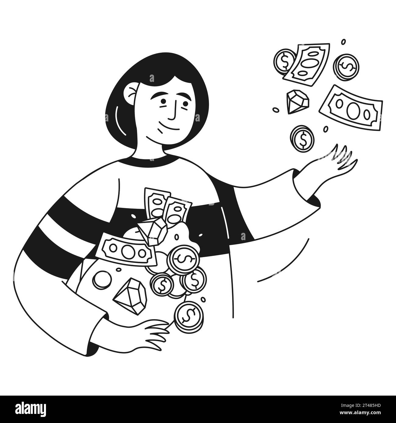 Throwing money man black and white Stock Vector Images - Alamy