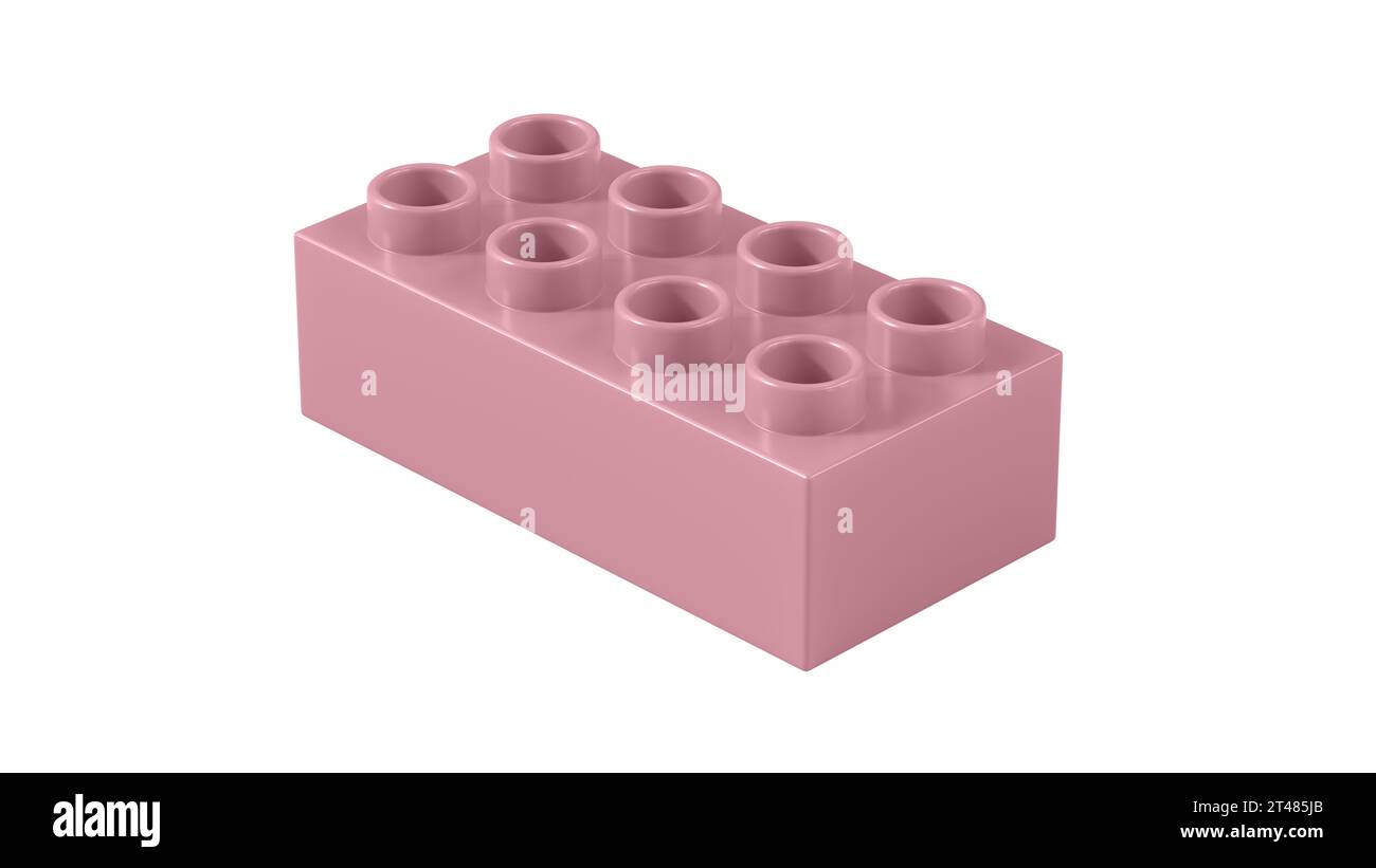 Blush Plastic Lego Block Isolated on a White Background. Children Toy ...