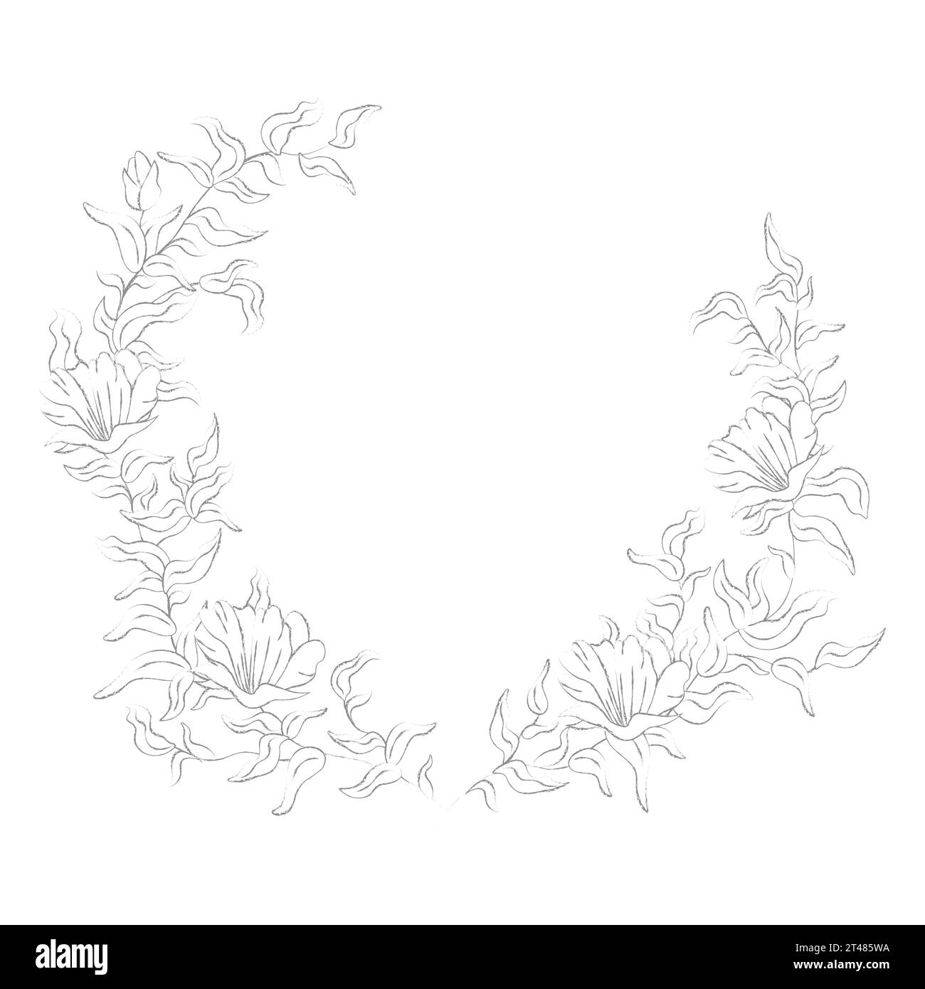 minimalistic decorative composition semicircle of leaves with flowers ...