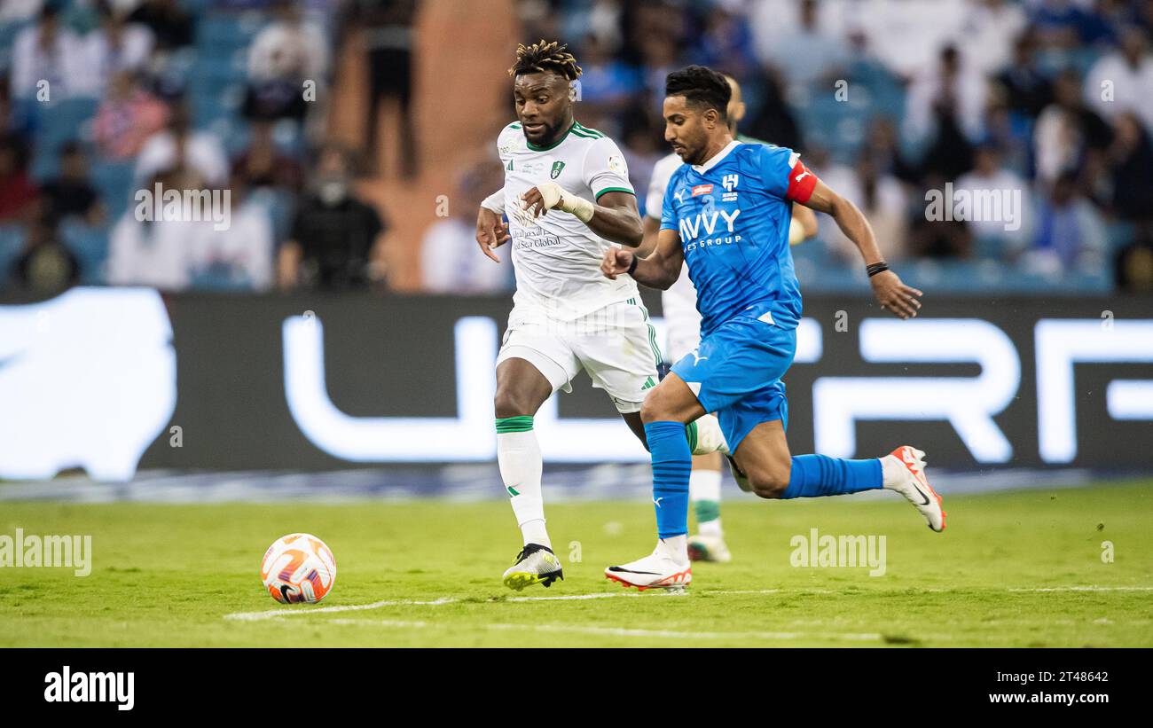 Allan Saint-Maximin of Al-Ahli SFC and Salem Aldawsari of Al-Hilal SFC ...