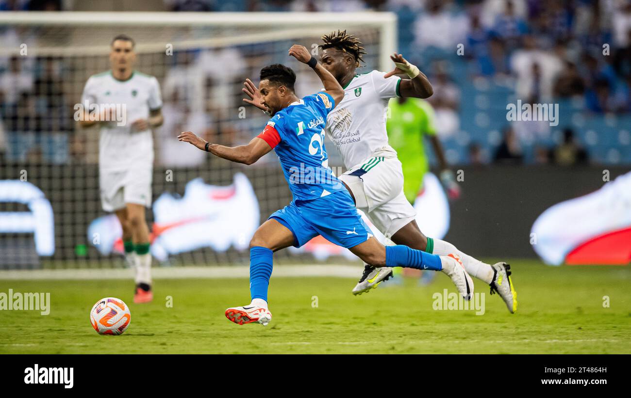Allan Saint-Maximin of Al-Ahli SFC and Salem Aldawsari of Al-Hilal SFC ...