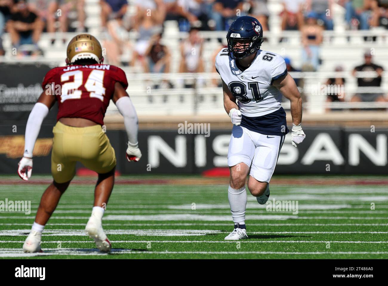 Alumni Stadium. 28th Oct, 2023. MA, USA; Connecticut Huskies tight end ...