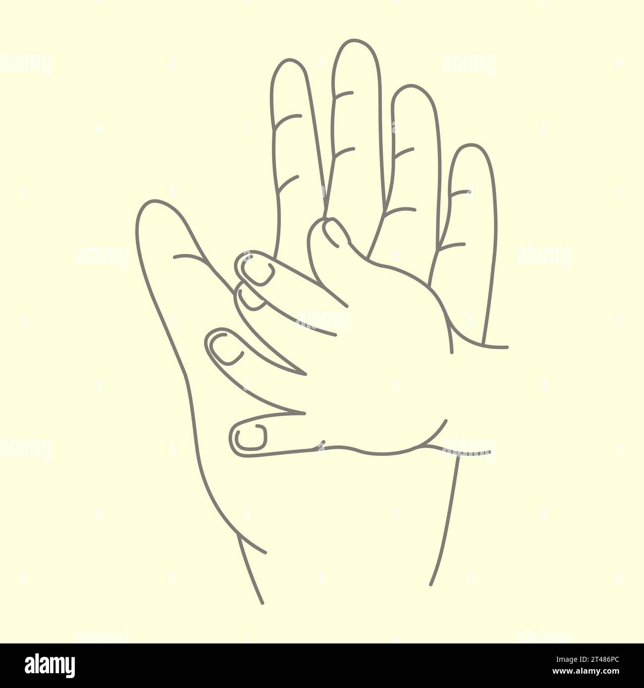 hand holding baby's little hand with pregnancy and baby maternity lines ...