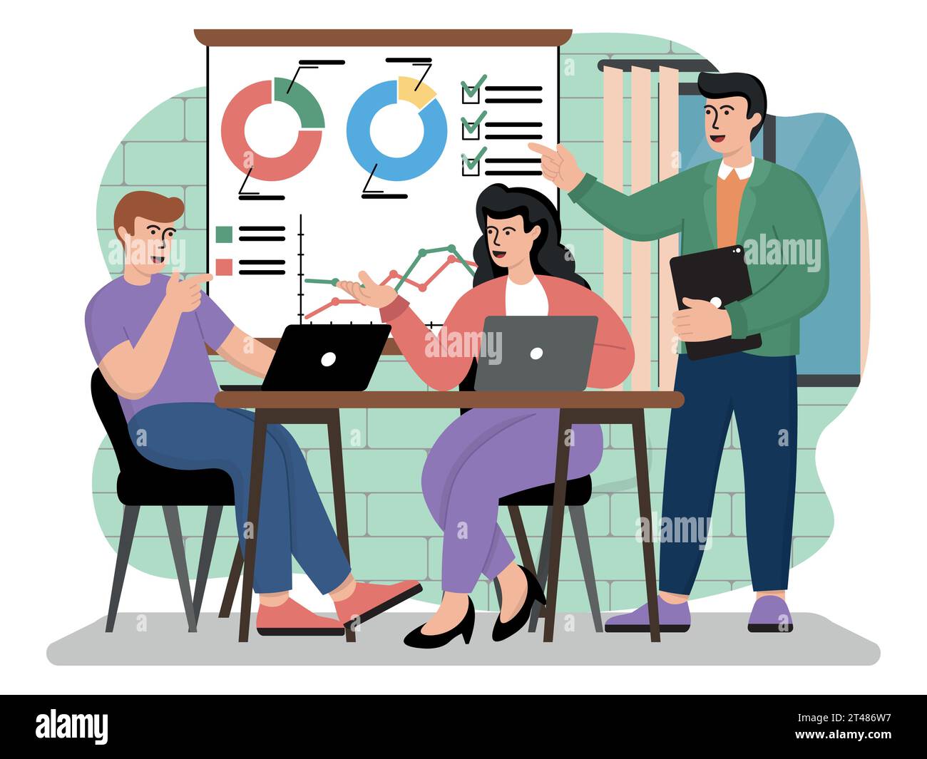 vector image of corporate team working in vector Stock Vector Image ...