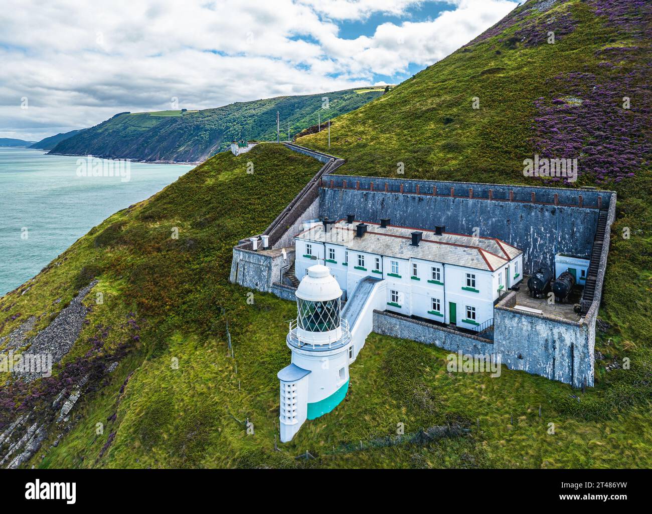 The Lighthouse Keepers Cottage from a drone, Foreland Point, Lynton ...