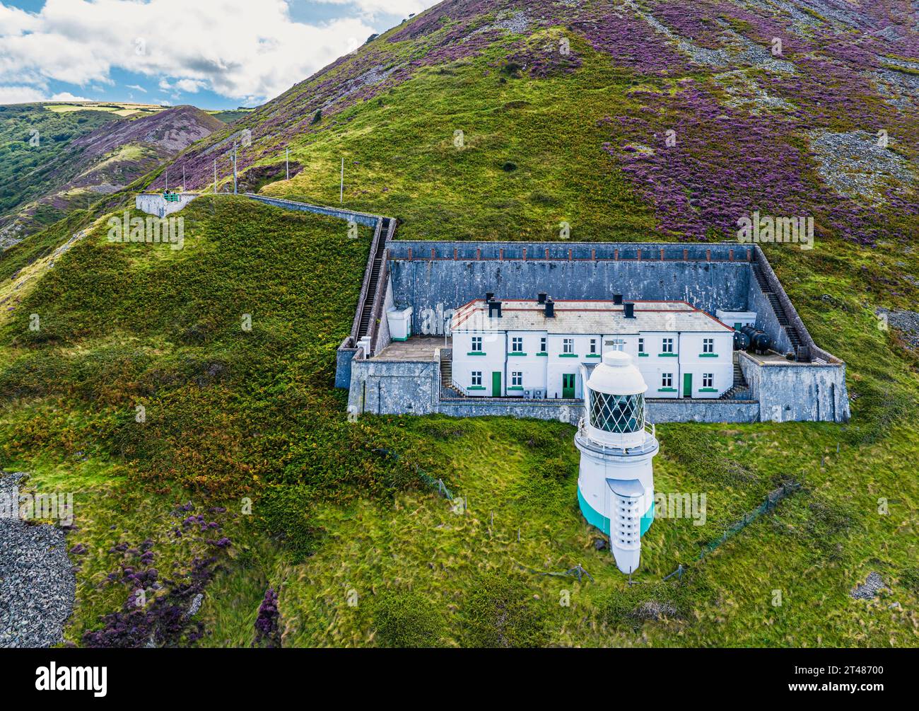 The Lighthouse Keepers Cottage from a drone, Foreland Point, Lynton ...