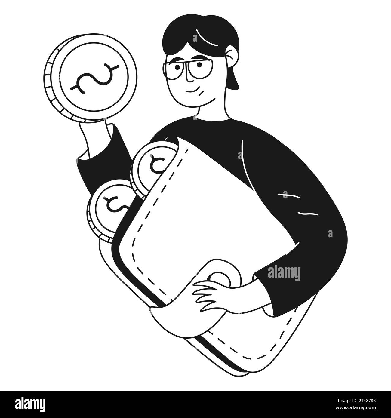 Young man character set Black and White Stock Photos & Images - Alamy