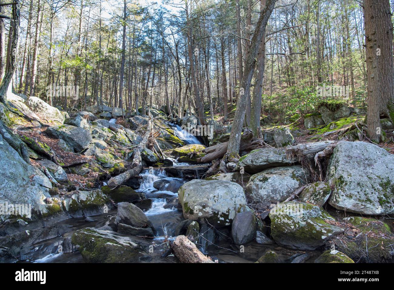 Buttermilk Falls and Hancock Brook in Plymouth Connecticut on a sunny ...