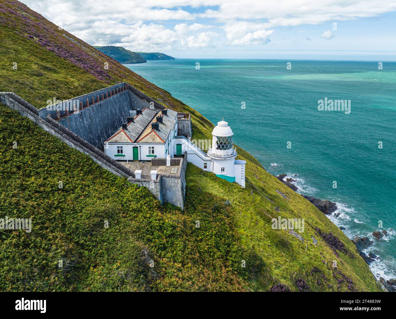 The Lighthouse Keepers Cottage from a drone, Foreland Point, Lynton ...