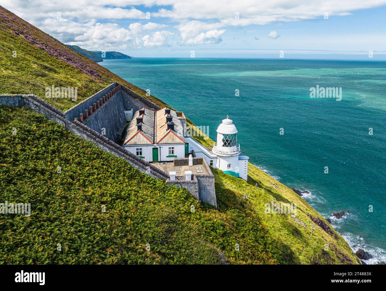 The Lighthouse Keepers Cottage from a drone, Foreland Point, Lynton ...