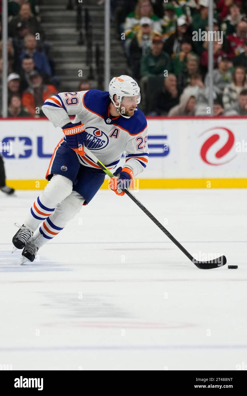 Edmonton Oilers center Leon Draisaitl (29) skates with the puck during ...