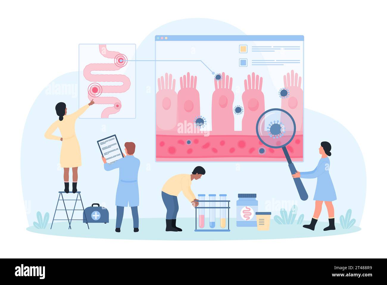 Leaky gut syndrome, gastrointestinal health disorder vector ...