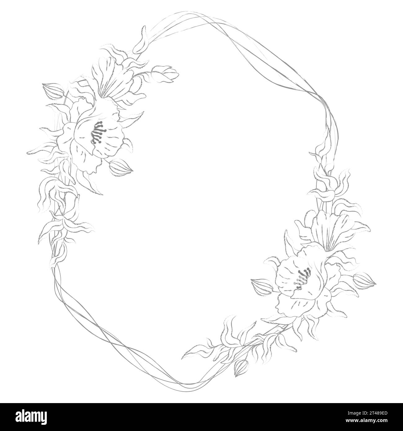 diamond shaped frame hand drawn with leaves and flowers lines ...