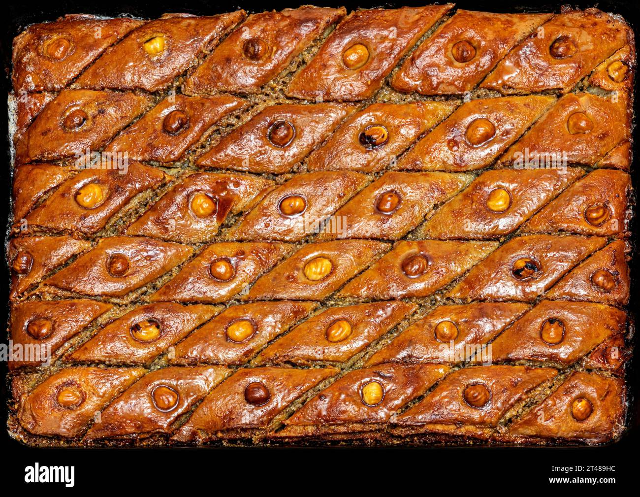 Hazelnut baklava. Close-up. Traditional Middle Eastern sweets ...