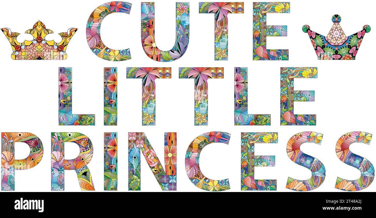 Hand-painted art design. Hand drawn illustration words CUTE LITTLE ...