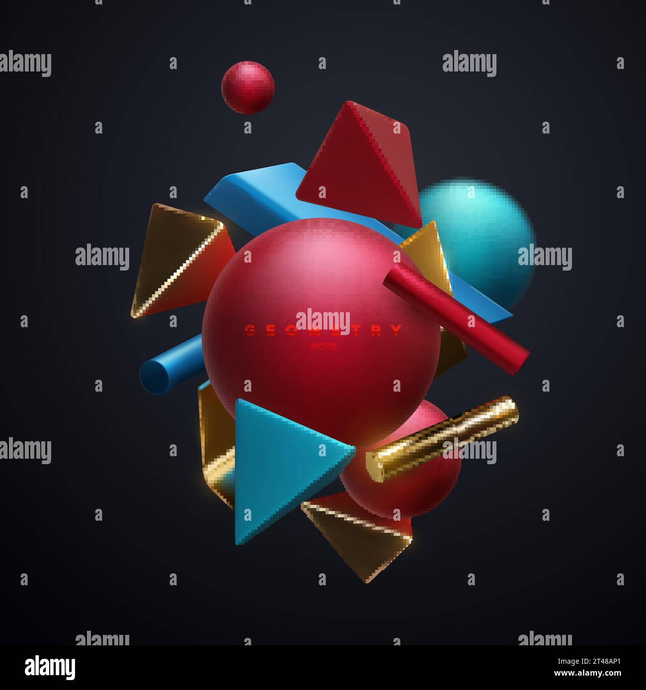 Multicolored geometric shapes cluster. Abstract elegant background ...