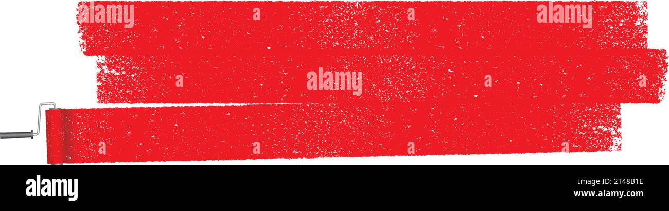 Vector Red Roller Painting Illustration With Grunge Texture Isolated On ...